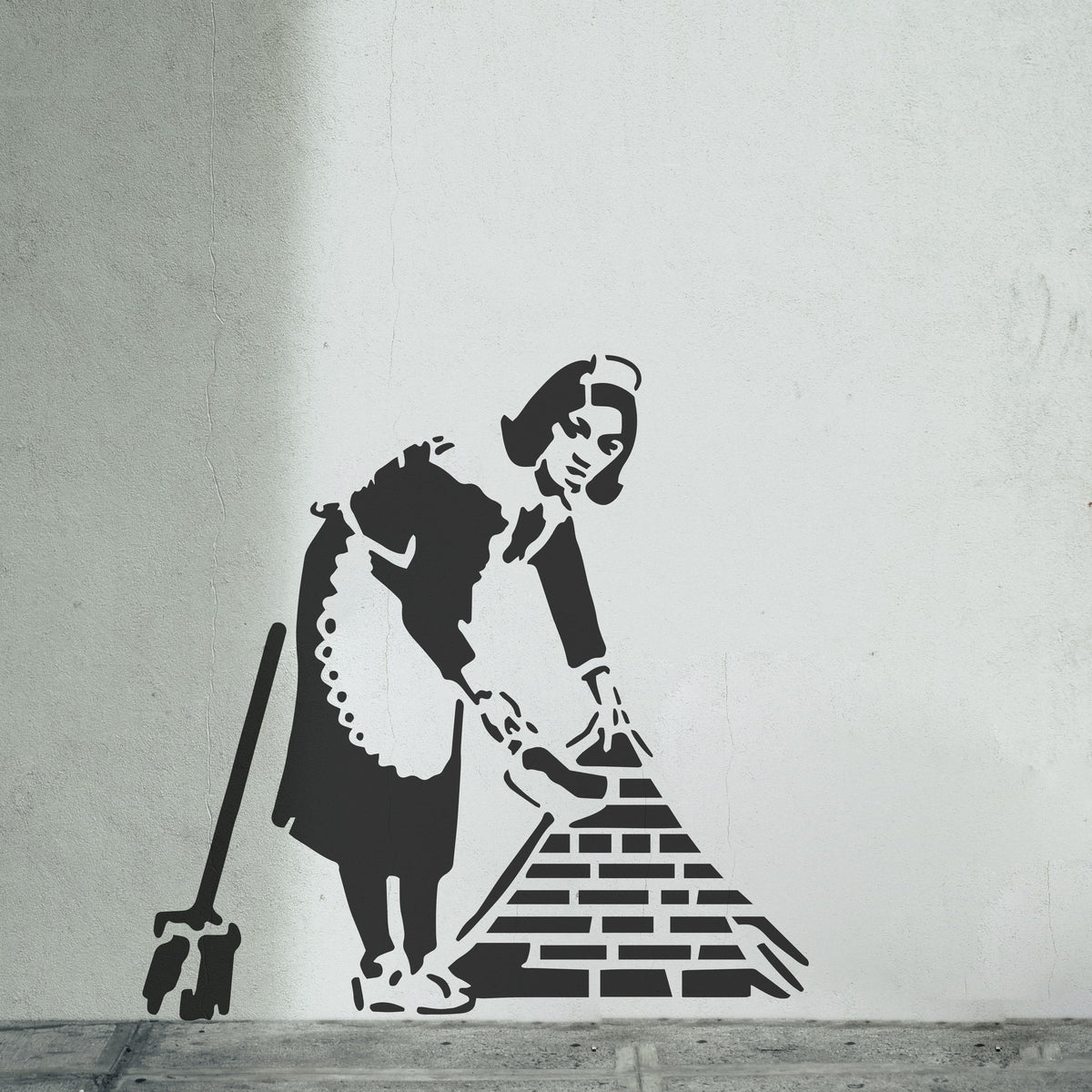 Bansky Sweeping Maid Stencil | Stencilmonkey – Stencil Monkey