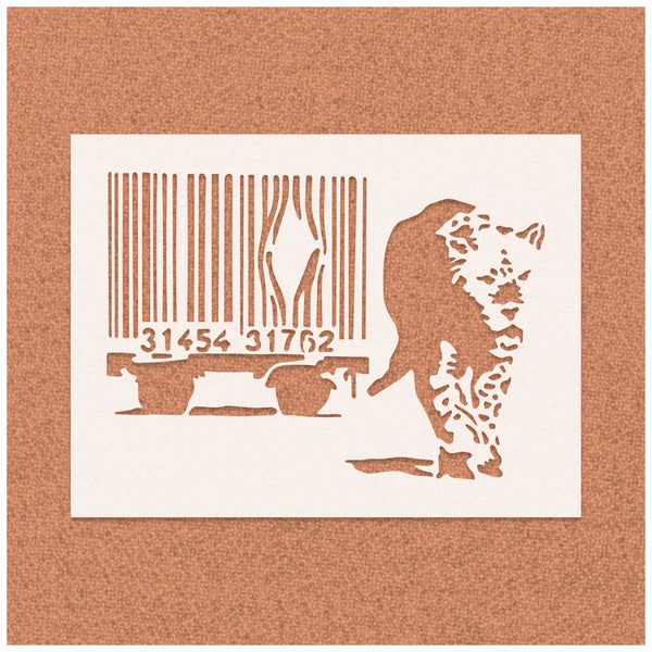 Banksy Barcode Leopard Stencil for Street Art | Stencilmonkey – Stencil ...